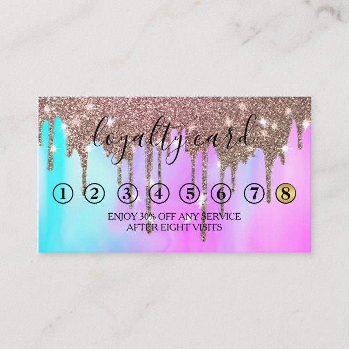 Modern Minimalist Gold Glitter Drip Loyalty Card | Zazzle