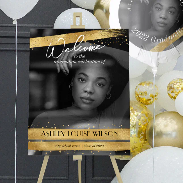 Modern Minimalist Gold Graduation Party Welcome Foam Board | Zazzle