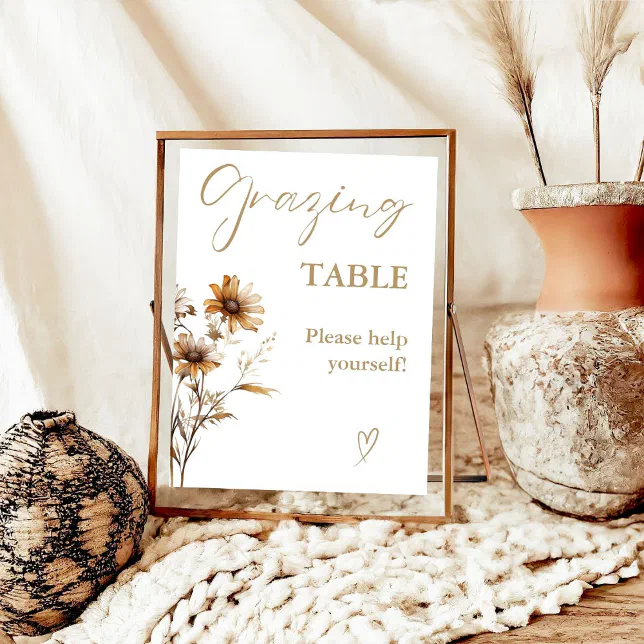 Modern Minimalist Gold Grazing table Sign | Zazzle