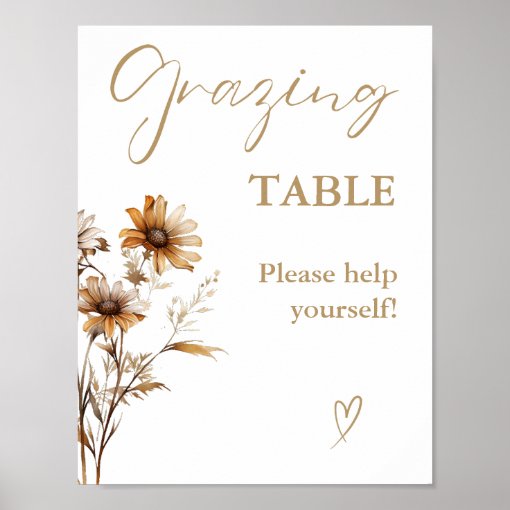Modern Minimalist Gold Grazing table Sign | Zazzle