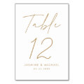 Modern Minimalist Gold Script Wedding Table Number | Zazzle