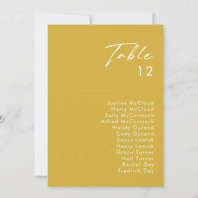Modern Minimalist Gold Table Number Chart | Zazzle