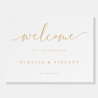 Modern Minimalist Gold Wedding Welcome Foam Board | Zazzle