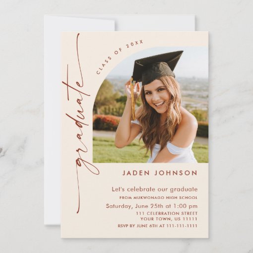 Modern Minimalist Grad 2 PHOTO Graduation Party Invitation | Zazzle