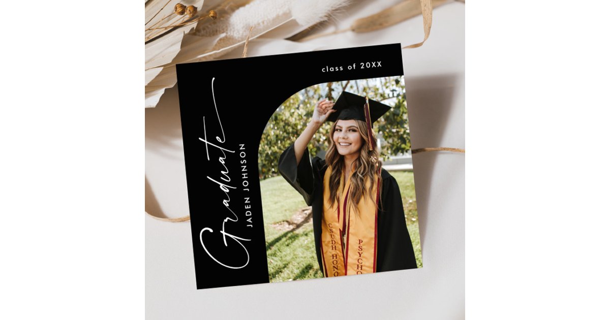 Modern Minimalist Grad PHOTO Graduation Party Invitation | Zazzle
