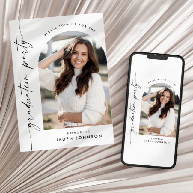 Modern Minimalist Grad PHOTO Graduation Party Invitation | Zazzle