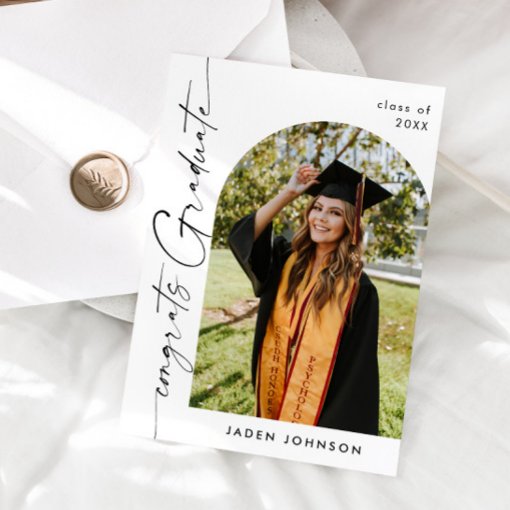 Modern Minimalist Grad PHOTO Graduation Party Invitation | Zazzle