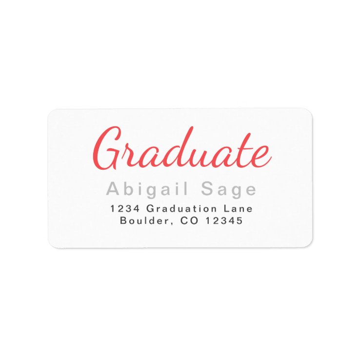 Modern Minimalist Graduation Address Label | Zazzle