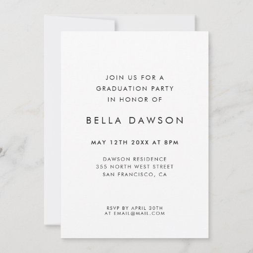 Modern minimalist graduation invitation | Zazzle