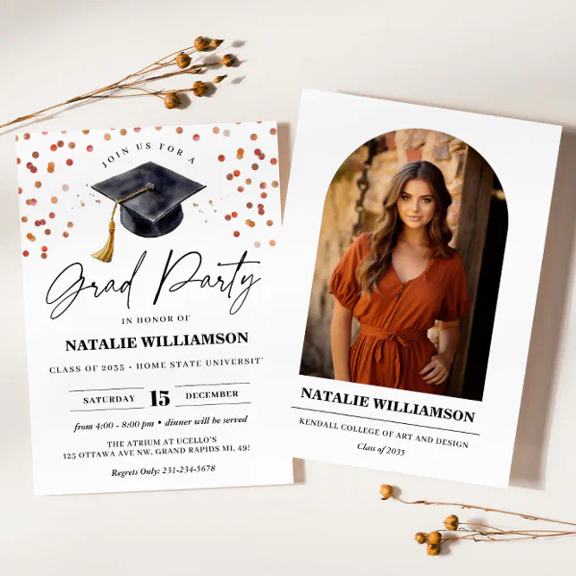 Modern Minimalist Graduation Invitation with Photo | Zazzle