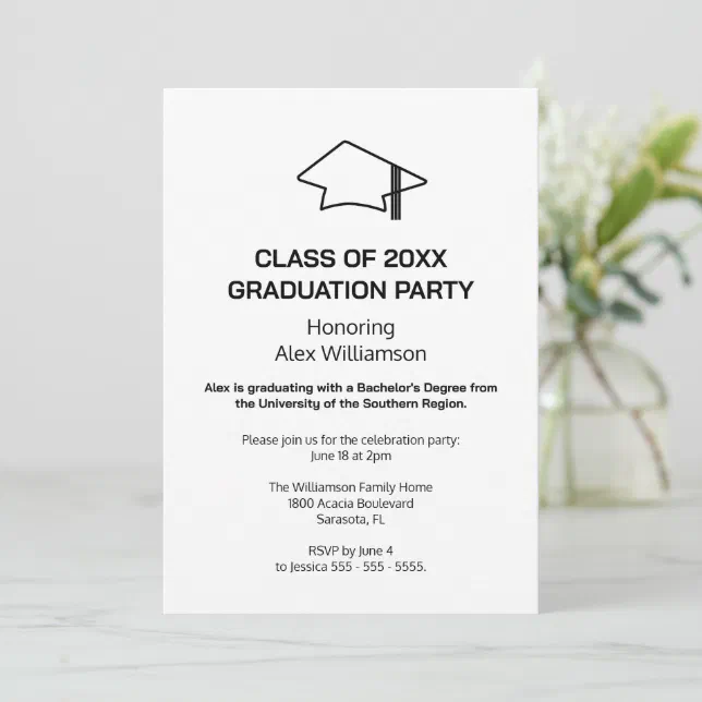 Modern Minimalist Graduation Party Invitation | Zazzle
