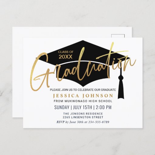 Modern Minimalist Graduation Party Invitation Postcard | Zazzle