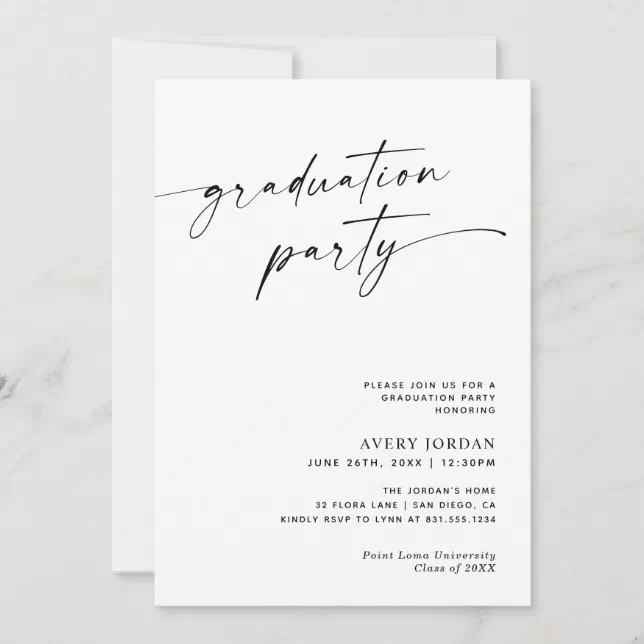 Modern Minimalist Graduation Party Invite | Zazzle