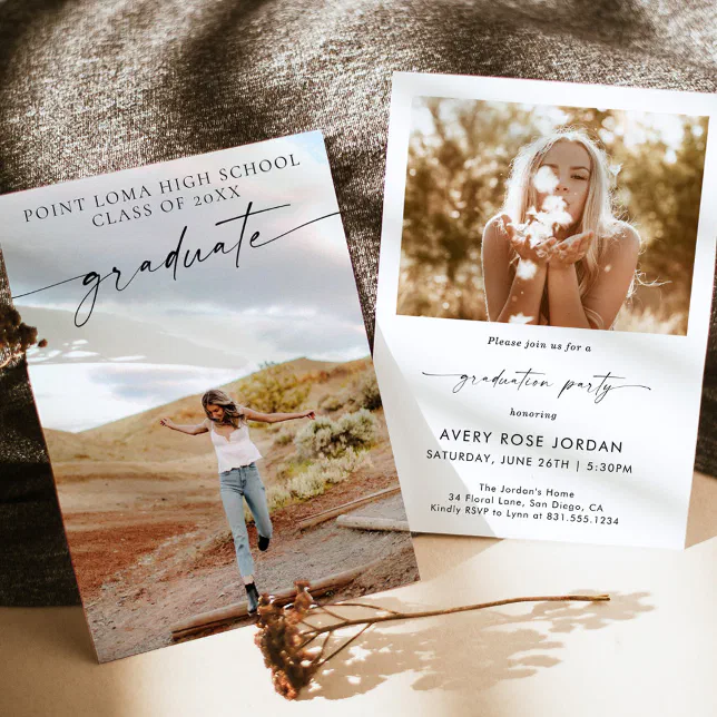 Modern Minimalist Graduation Party Invite | Zazzle