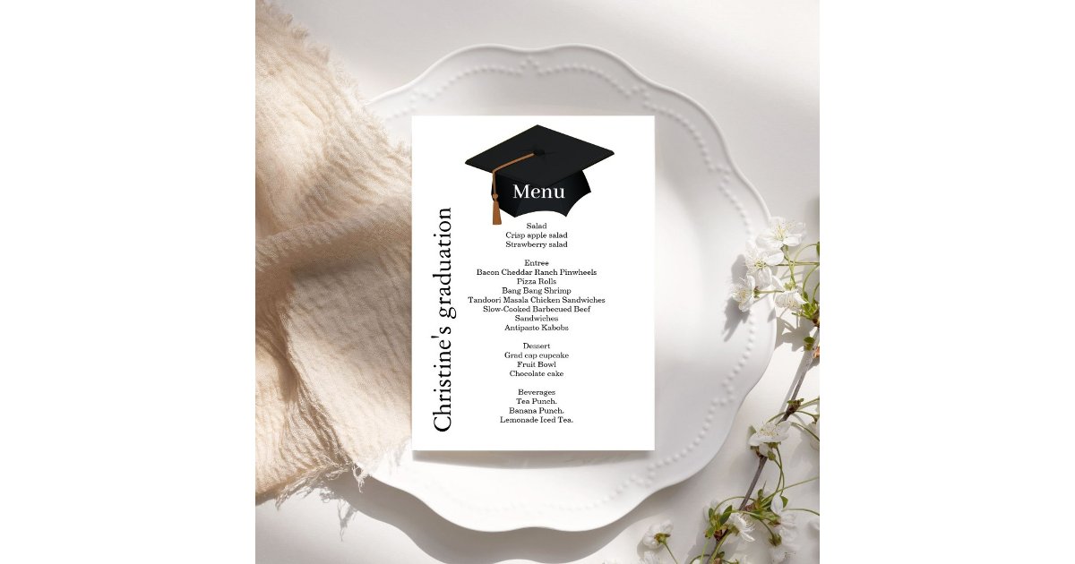 Modern Minimalist Graduation Party Menu Card | Zazzle