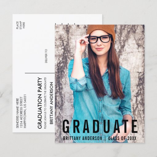 Modern Minimalist Graduation Photo Party Invite | Zazzle