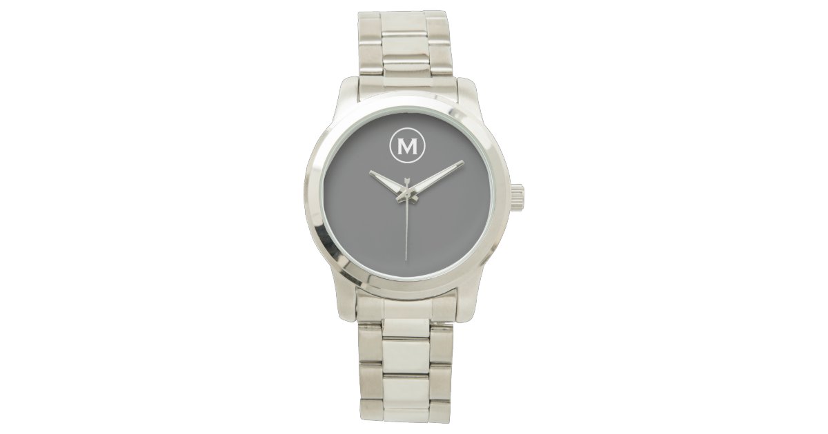 Modern Minimalist Gray Monogram Watch | Zazzle