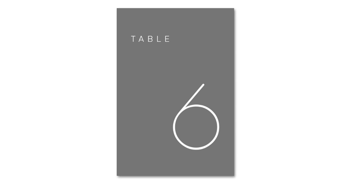 Modern Minimalist Gray & White Table Number Table | Zazzle