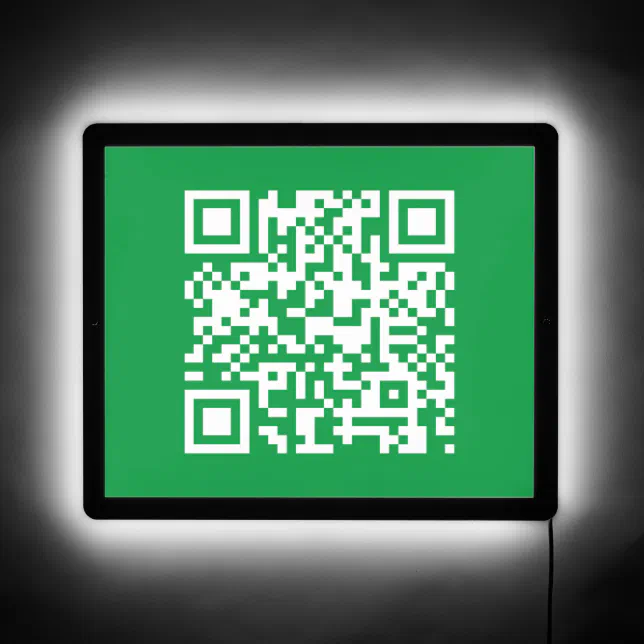 Modern Minimalist Green and White QR Code Cool LED Sign | Zazzle