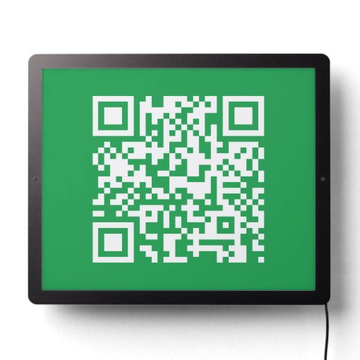Modern Minimalist Green and White QR Code Cool LED Sign | Zazzle