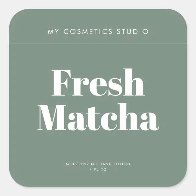 Modern Minimalist Green Packaging Cosmetics Candle Square Sticker | Zazzle