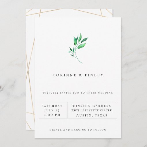 Modern Minimalist Greenery Wedding Invitation | Zazzle