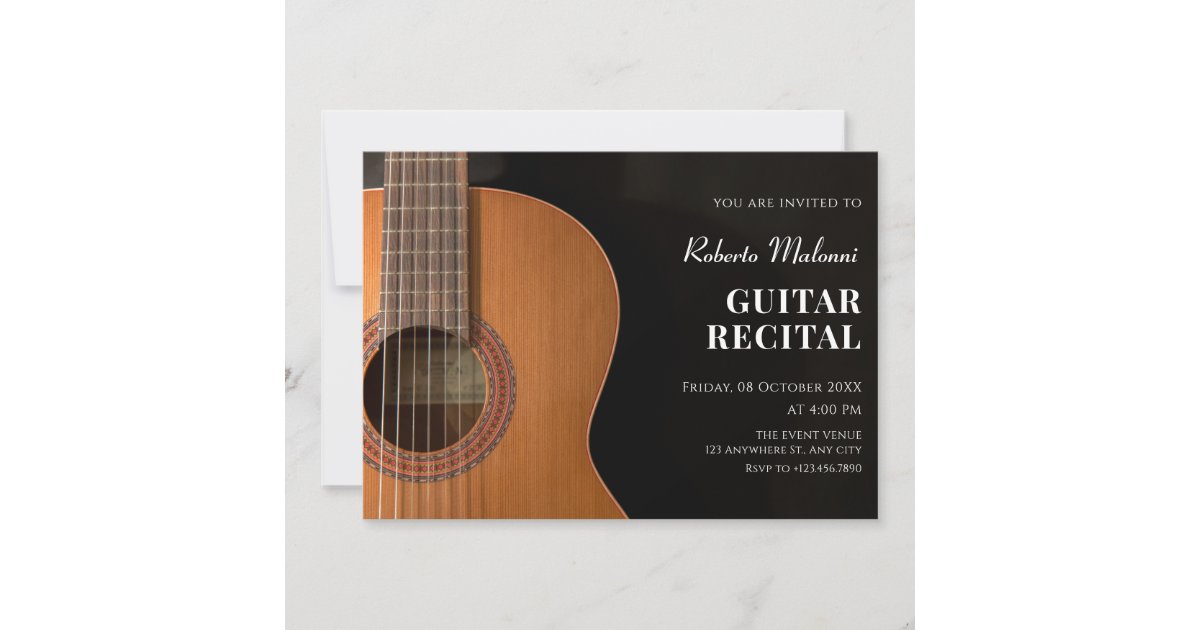 Modern minimalist guitar recital invitation | Zazzle