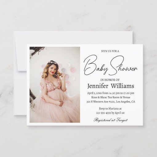 modern minimalist handwriting photo baby shower invitation | Zazzle