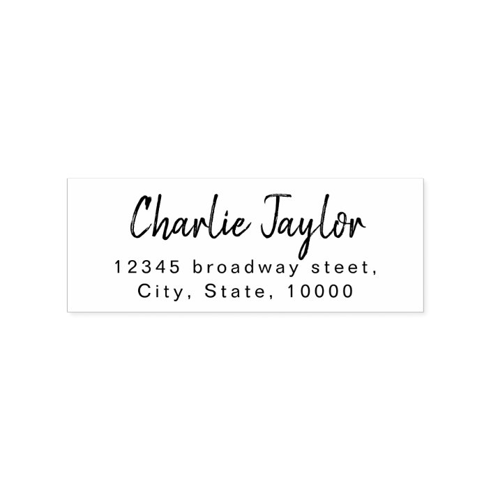 Modern minimalist handwritten script address rubber stamp | Zazzle.com