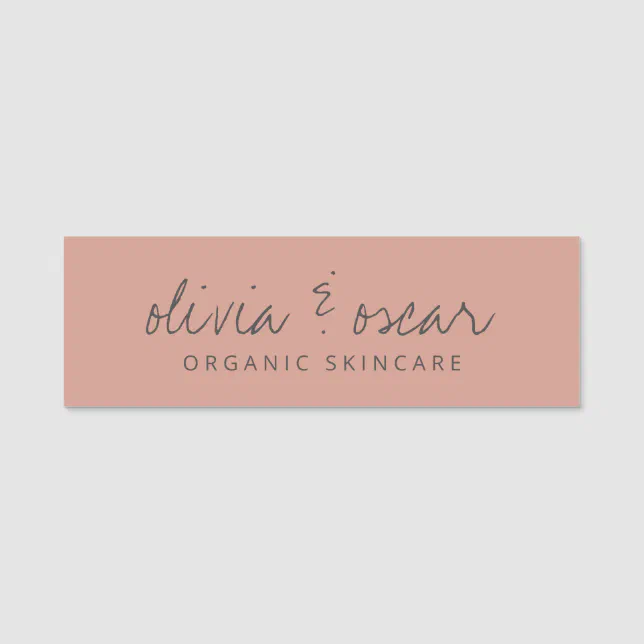 Modern Minimalist Handwritten Script Dusty Rose Name Tag | Zazzle