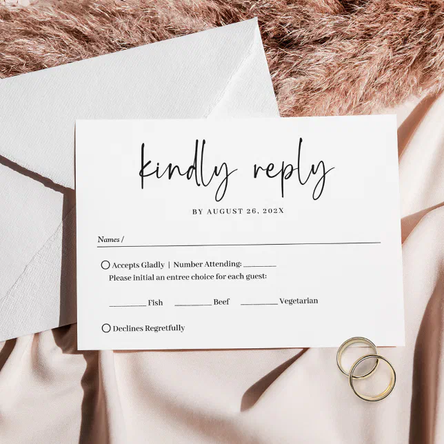 Modern Minimalist Handwritten Script Wedding RSVP Card | Zazzle