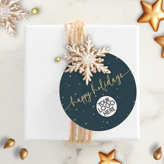 Modern Minimalist Happy Holidays Business Logo Favor Tags | Zazzle