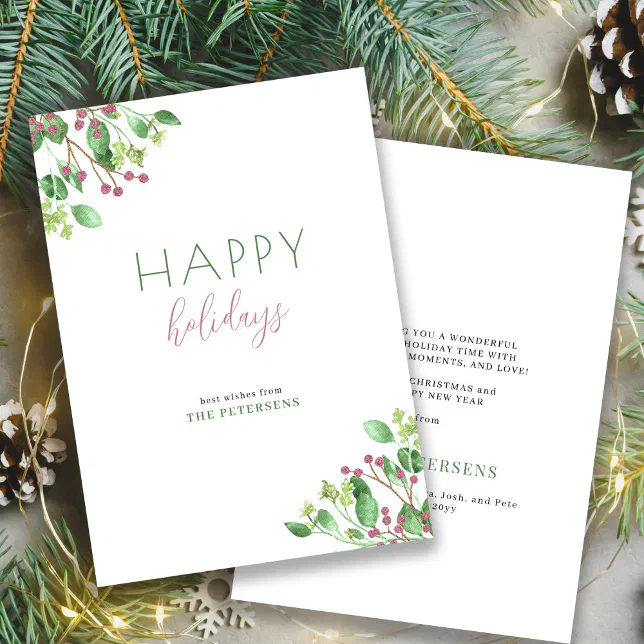 Modern minimalist happy holidays holiday card | Zazzle