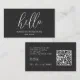 Modern Minimalist Hello QR Code Black Business Card | Zazzle