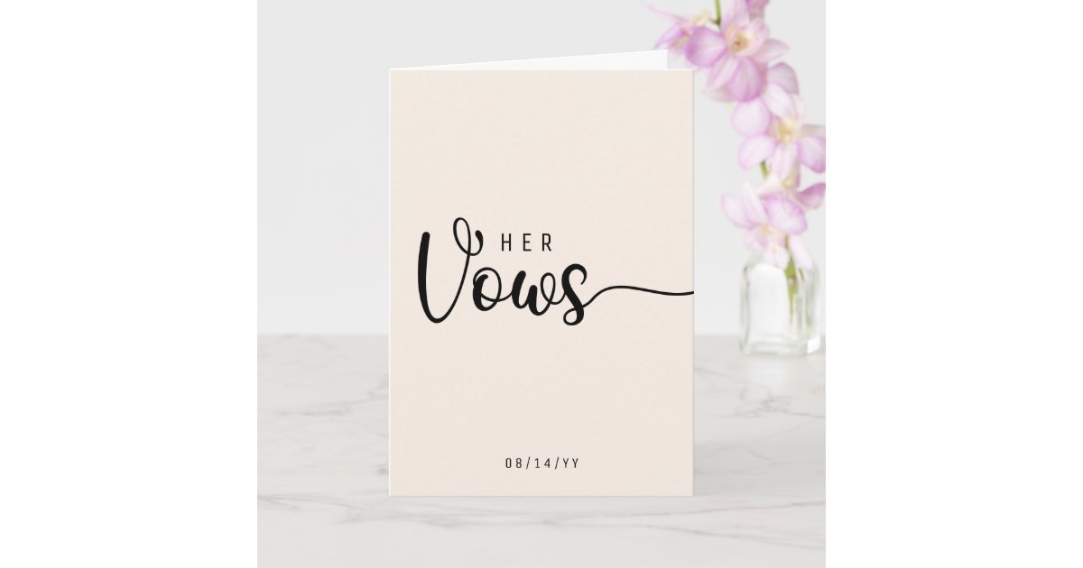 Modern Minimalist Her Vows Wedding Vows card | Zazzle