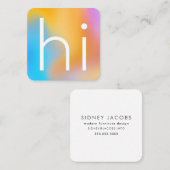 Modern minimalist "hi" colorful ombre gradient square business card ...