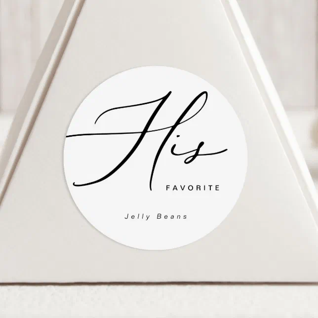 Modern Minimalist His Favorite Favor Round Sticker | Zazzle