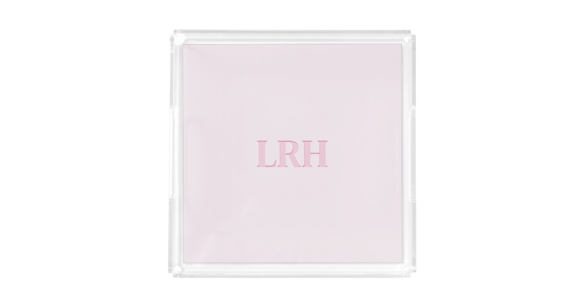 Modern Minimalist Initial Pink Monogram Acrylic Tray | Zazzle