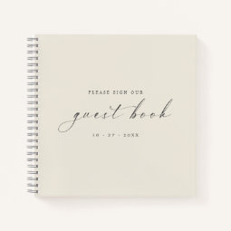 Modern Minimalist Ivory Guest Book for Weddings | Zazzle