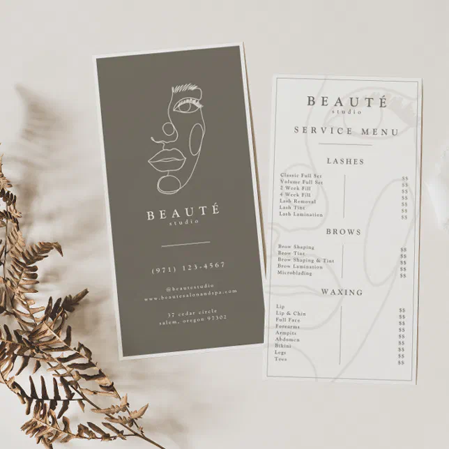 Modern Minimalist Ivory/Neutral Lash & Brow Menu | Zazzle