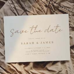 Modern Minimalist Ivory Tan Wedding Save The Date | Zazzle