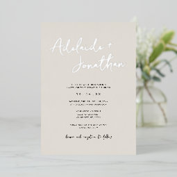 Modern Minimalist Ivory Wedding Silver Lettering Foil Invitation | Zazzle