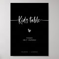 Modern Minimalist Kiddos Table Wedding Black Sign | Zazzle