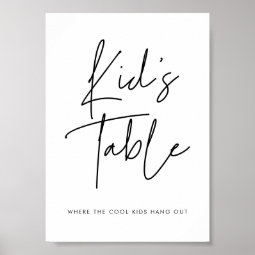 Modern Minimalist Kids table sign wedding | Zazzle