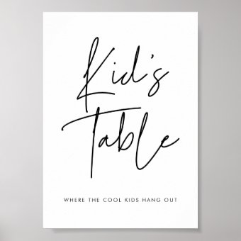 Modern Minimalist Kids table sign wedding | Zazzle