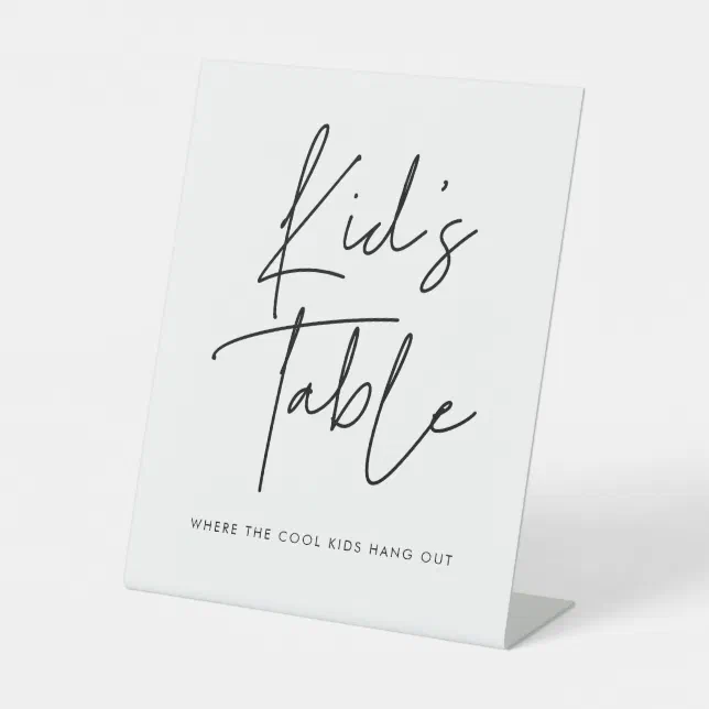 Modern Minimalist Kids table wedding Pedestal Sign | Zazzle