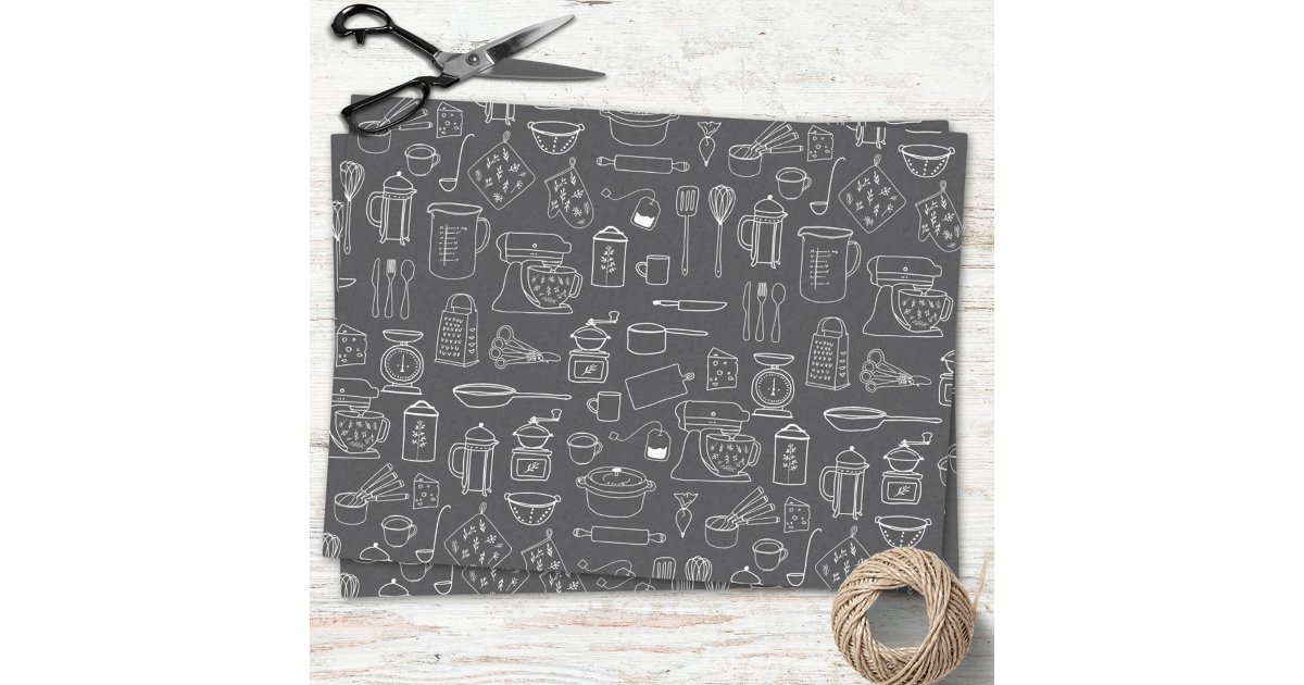 Modern Minimalist Kitchen Cooking Utensils Tissue Paper | Zazzle