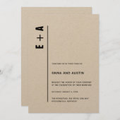 Modern Minimalist Kraft Bold Initials Wedding Invitation | Zazzle