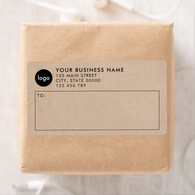 Modern Minimalist Kraft Business Logo Shipping Label | Zazzle