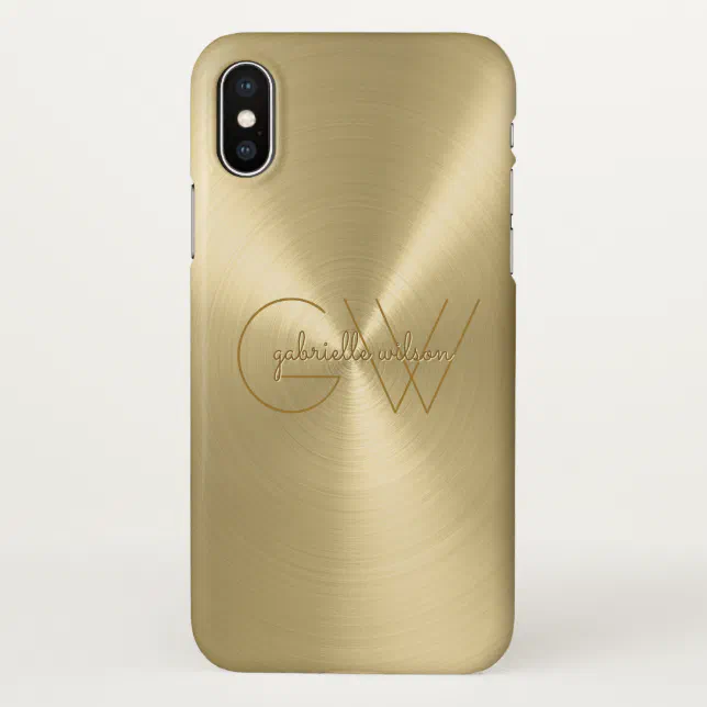 Modern Minimalist Ladies Monogram Luxury Gold iPhone Case | Zazzle